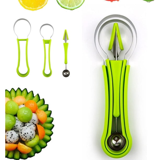 4 in 1 Fruit Tool Set Fruit Carving, Fruit Scoop Watermelon Ball Cutter ...