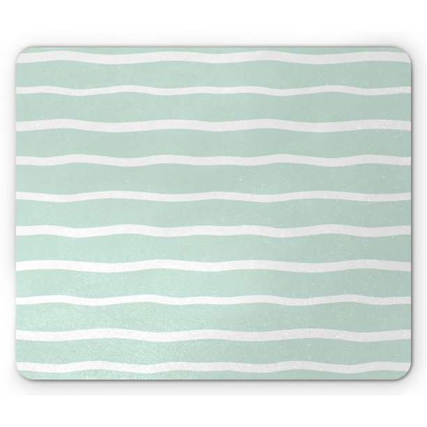 Mint Mouse Pad, Horizontal Wavy Lines White Striped Abstract Soft Toned ...