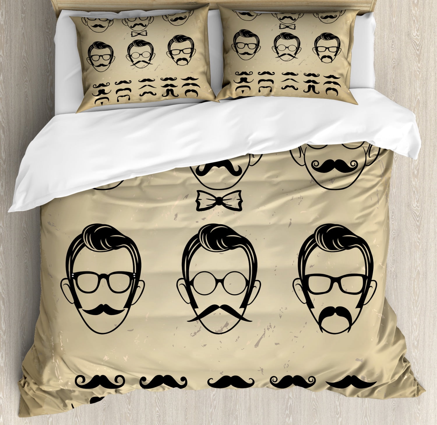 Geek King Size Duvet Cover Set, Male Face Silhouettes Showing Types of ...