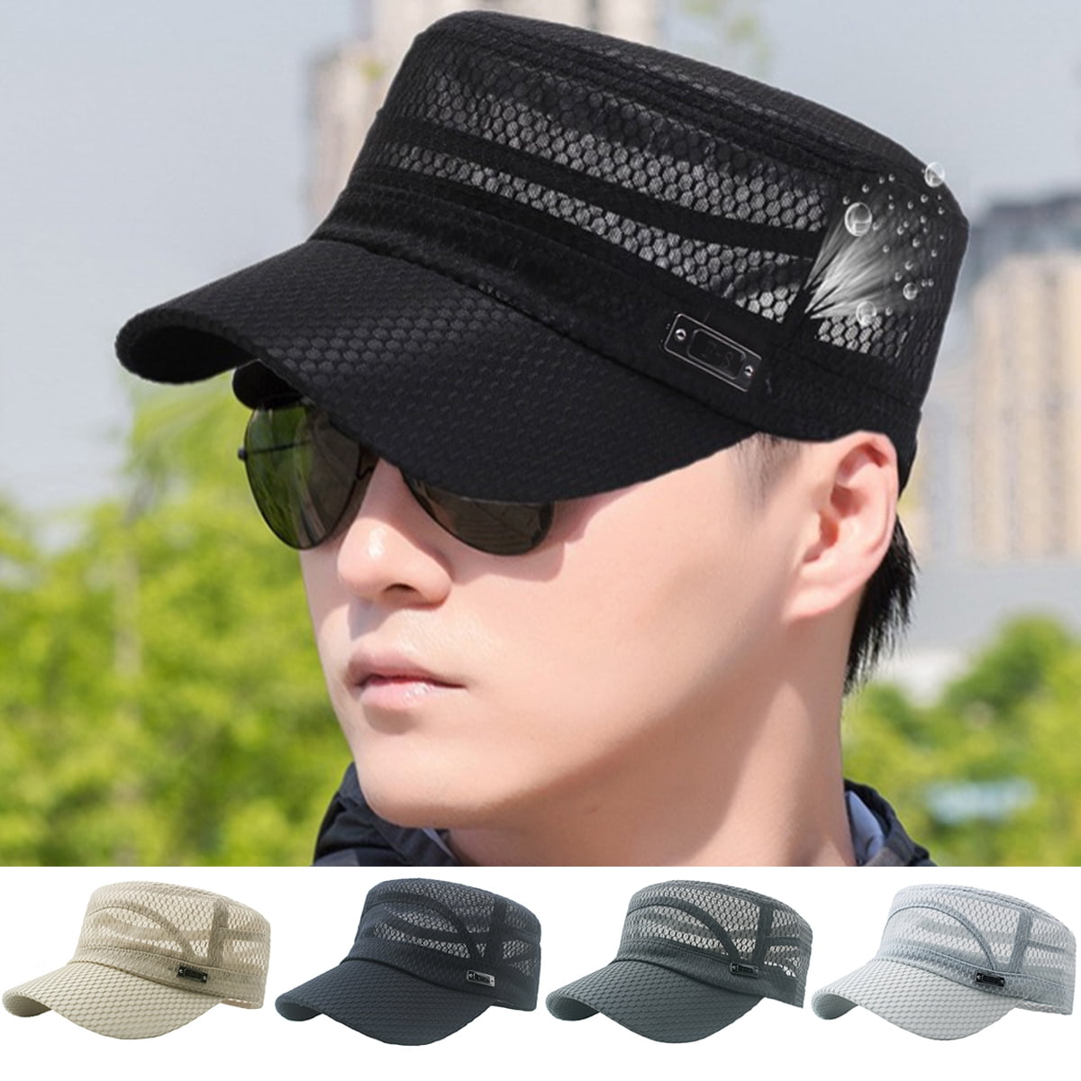 Travelwant Unisex Quick Dry Flat Top Cadet Caps Adjustable Snapback ...
