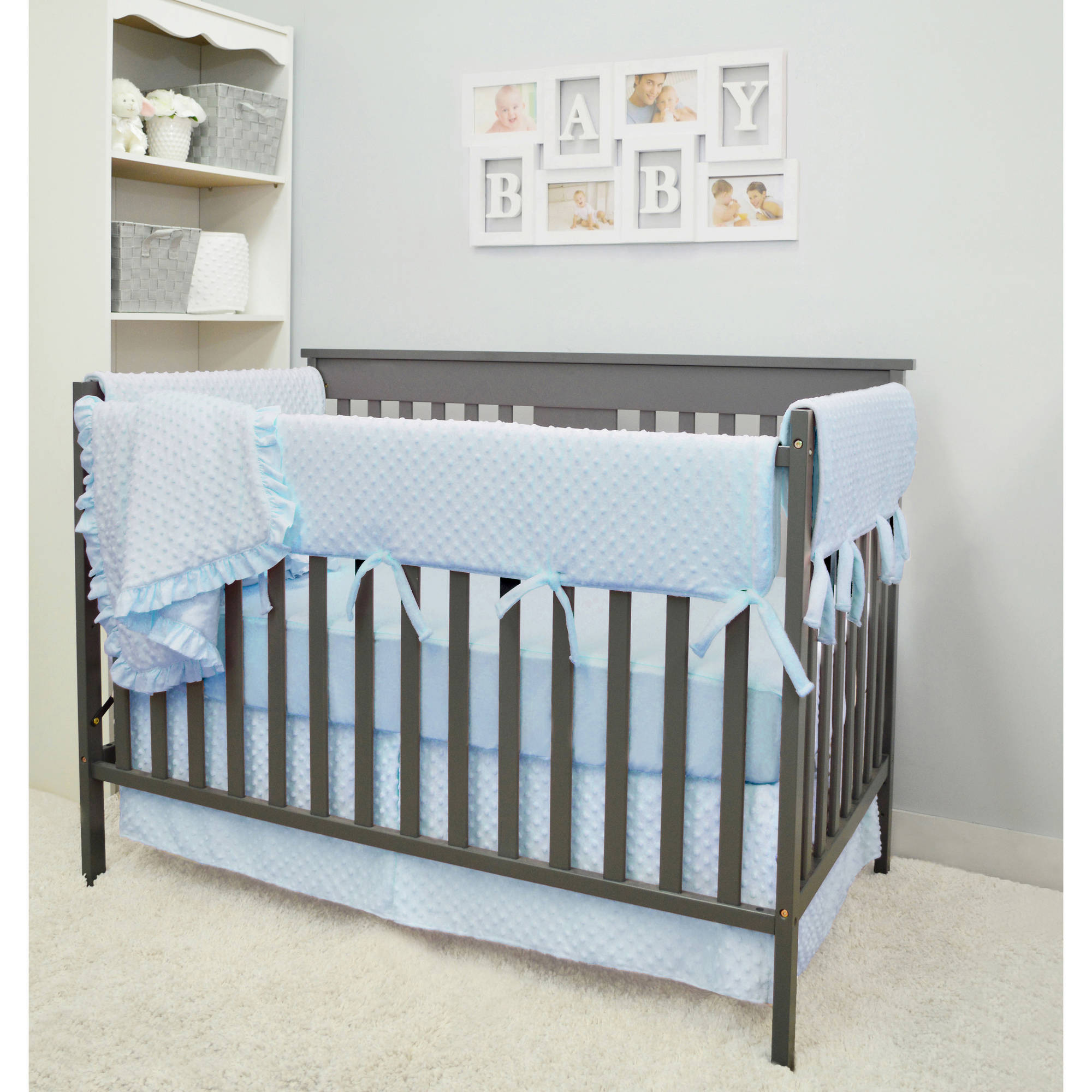 American Baby Company Heavenly Soft 6 Piece Crib Rail Bedding Set Blue