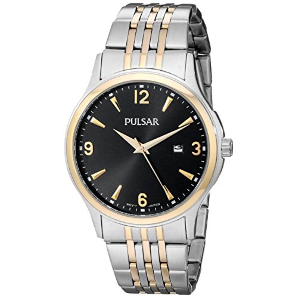 Pulsar - Men's Basic Dress Watch - Two-Tone Case and Bracelet - Black ...