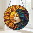 Abstract Sun Stained Glass Suncatcher – Circular Window Hanging Decor ...