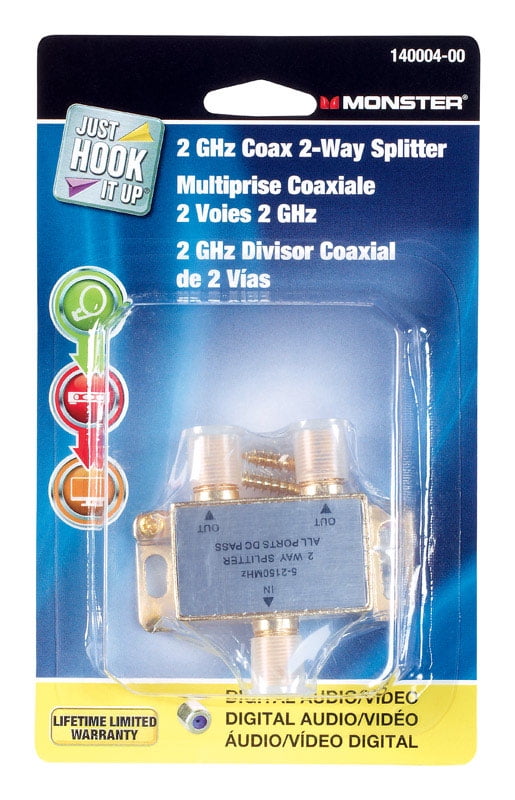 Monster Jhiu 140004-00 Gold 2-Way Satellite Splitter - Walmart.com