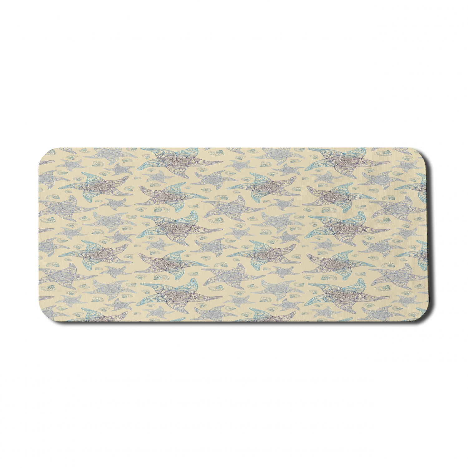 Marine Computer Mouse Pad, Starfish Pattern in Swirly Ornamental Floral ...