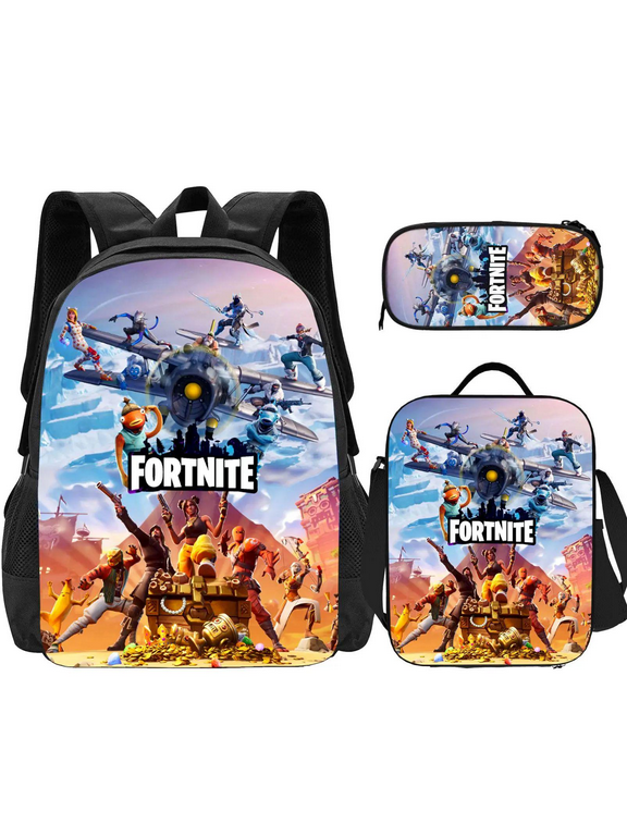 3 Set Fortnite Backpack Cartoon Character Creative Print Knapsack ...
