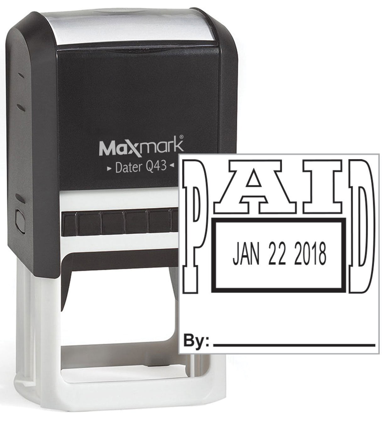 MaxMark Q43 (Large Size) Date Stamp with "PAID" Self Inking Stamp ...