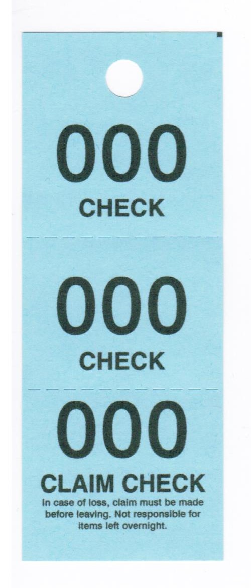 Multiple CLAIM CHECK Tag w 2 Perforations, Lt Blue 90lb Index, Large ...