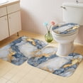 Abstract Marble Bathroom Rugs Set Blue Gray Gold Gradient Texture Non ...
