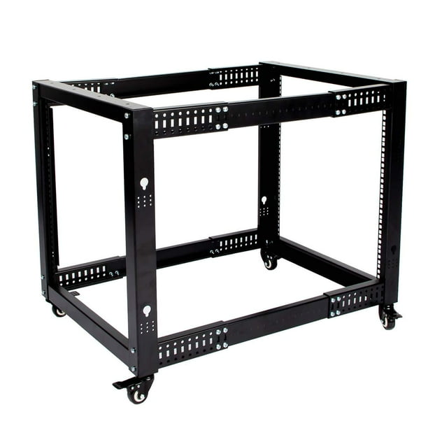 12U Open Frame Server Rack Adjustable Depth Floor Standing Date Rock 4 ...