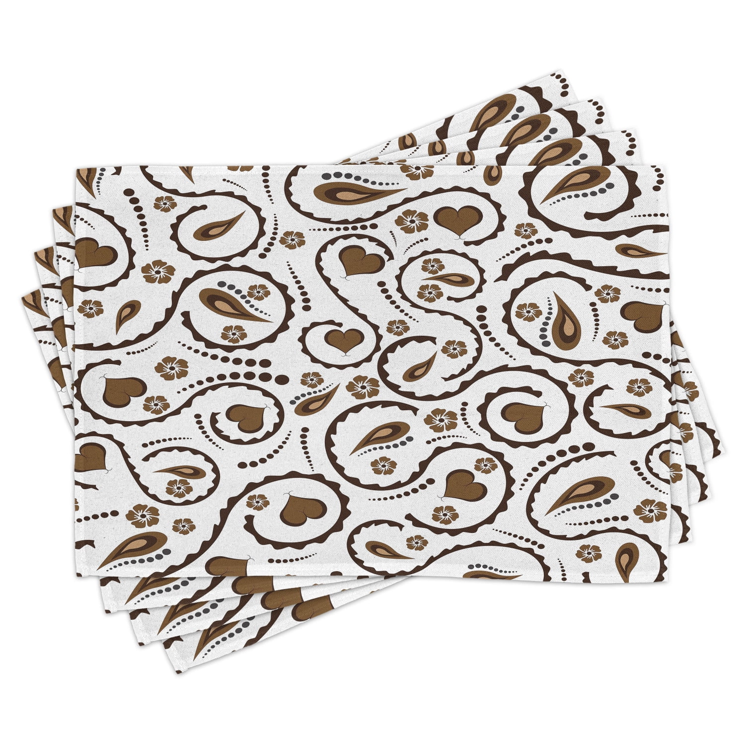 Ambesonne Romantic Place Mats Set of 4, Love Heart Swirls Dots ...