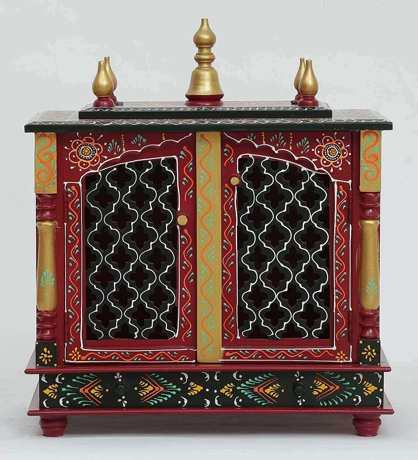 Wooden Temple Pooja Ghar Mandir For Home Wall Decor Diwali Window Puja ...