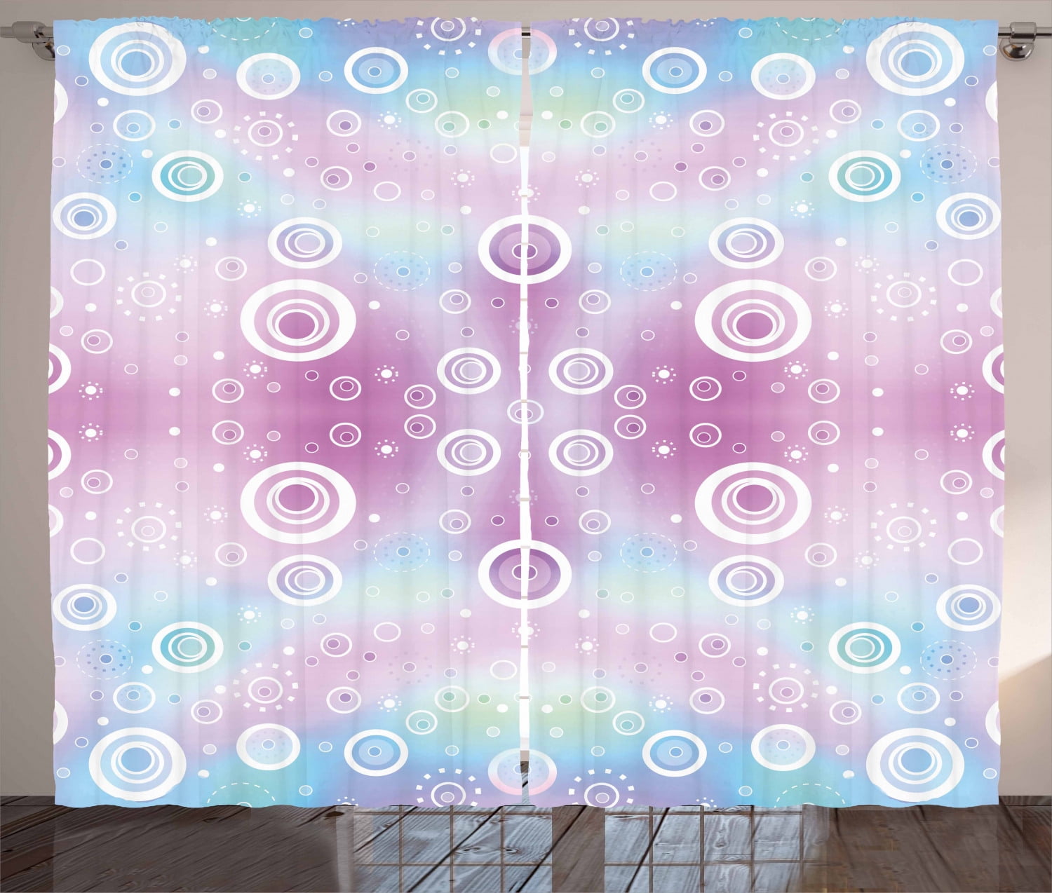 Pastel Curtains 2 Panels Set, Whimsical Fantasy Pattern with Ring ...