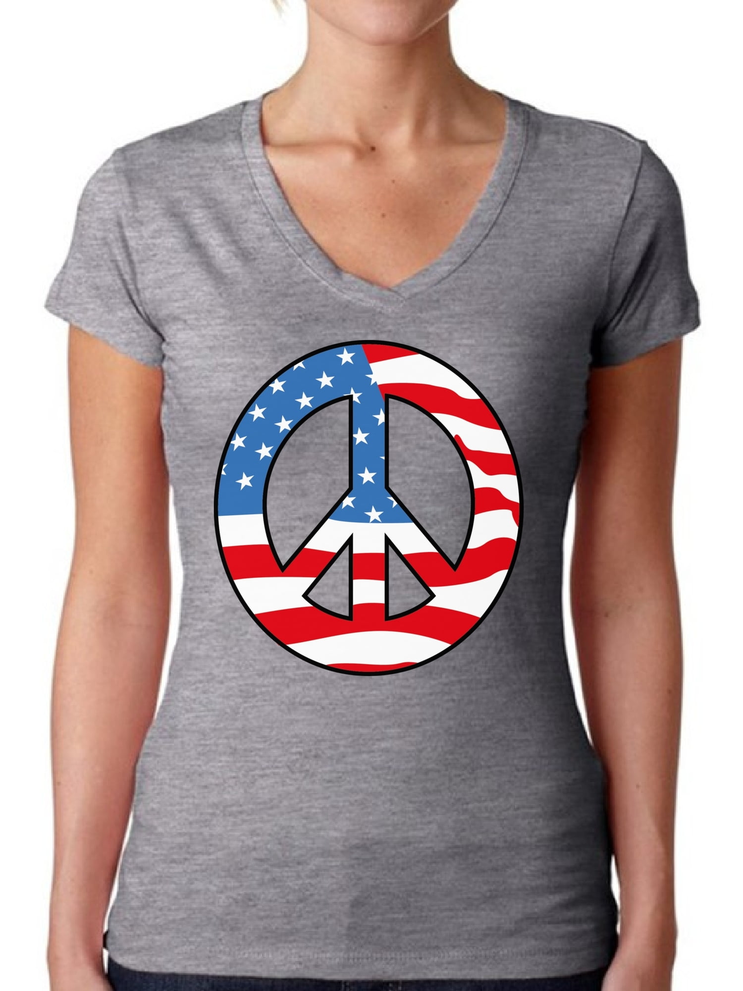 Awkward Styles - Awkward Styles Women's Peace Flag Patriotic V-neck T ...