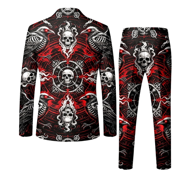 uikmnh Men's Demon Gothic Suit Blazer and Pants, Slim Fit 2 Piece ...