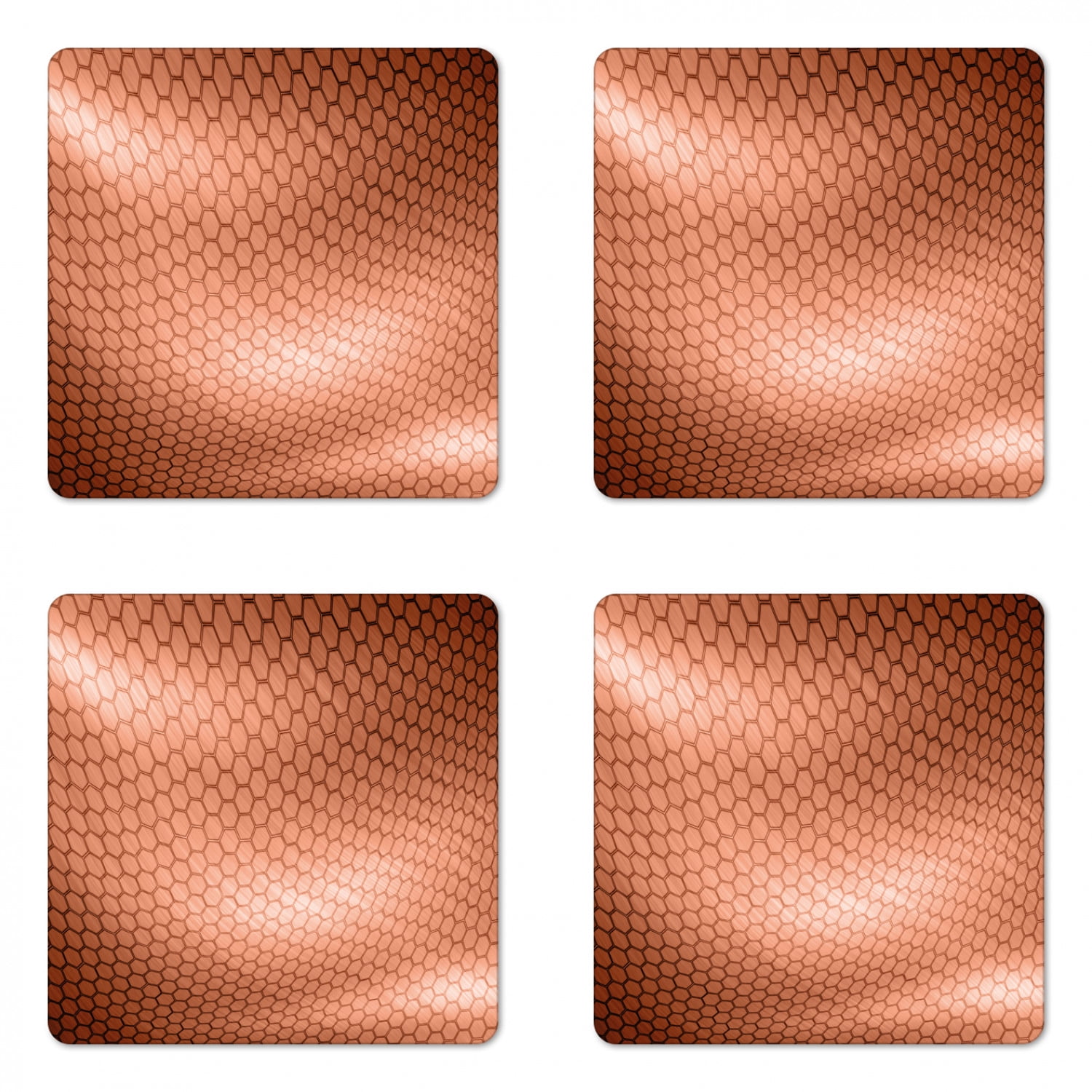Abstract Coaster Set Of 4 Hexagonal Comb Mesh Pattern With Abstract Wave Motion Effect