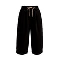 Capri Pants for Women High Waisted Folded Hem Lightweight Capris ...