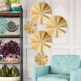ELAYARD 6Pcs Metal Wall Sculpture Golden Round Disc Wall Hanging ...