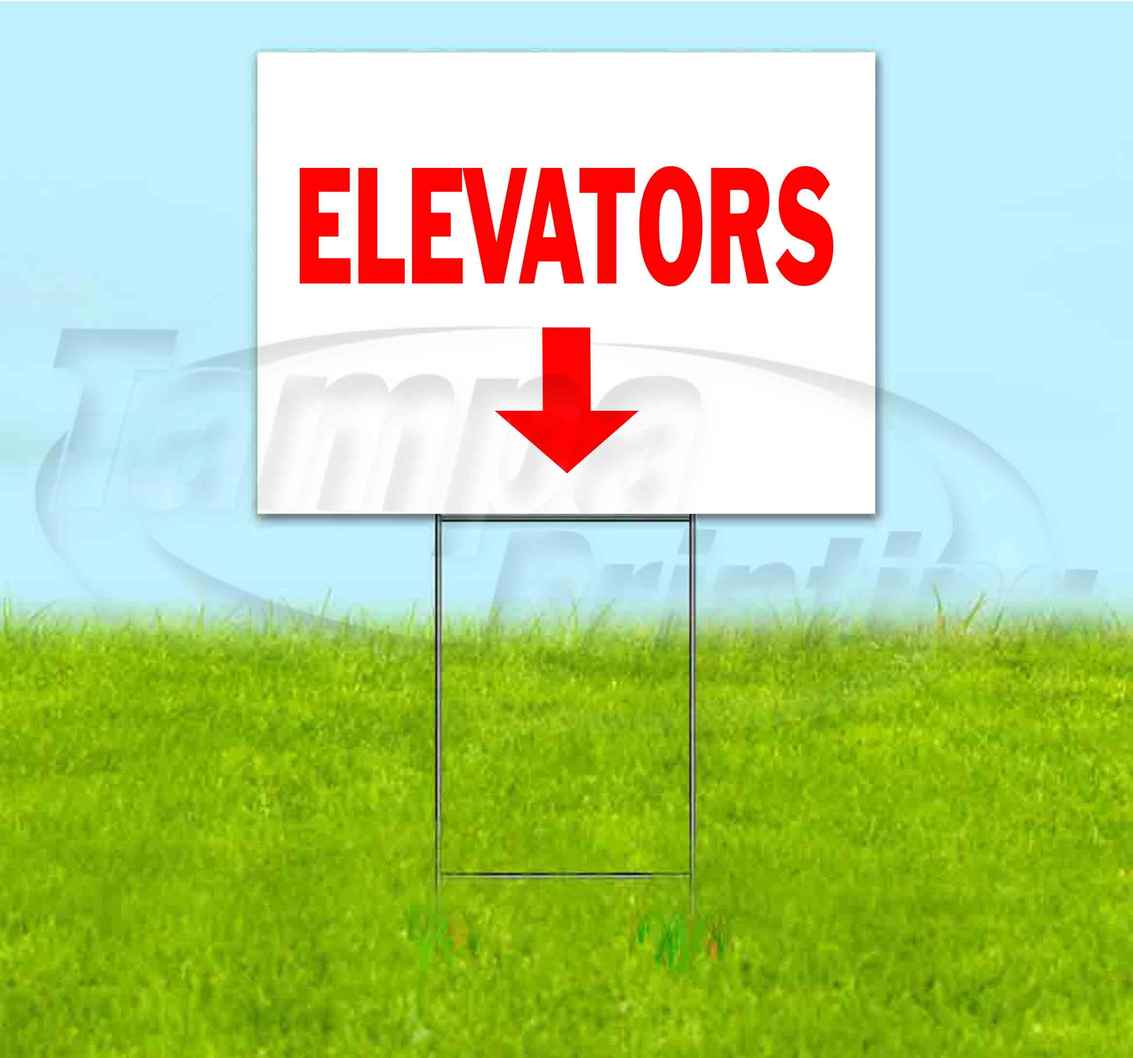 Elevators Down (18" x 24") Yard Sign, Includes Metal Step Stake ...