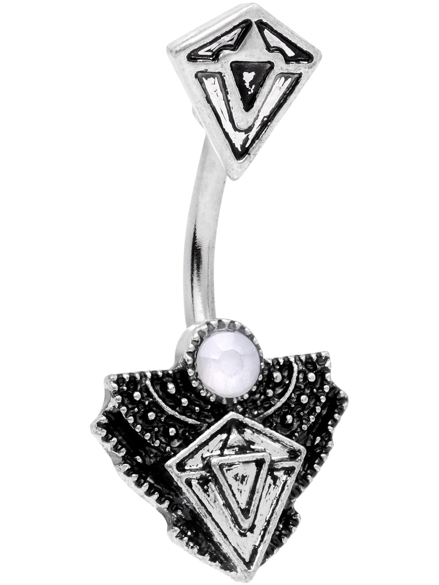 Body Candy Steel Navel Ring Piercing Iridescent White Accent Deco ...