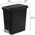 FURNO 2.7 Gallon Rectangular Step On Kitchen Trash Bin Plastic Indoor ...