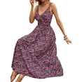 Julycc Womens Strappy V Neck Maxi Dress Spagehtti Strap Floral Long ...