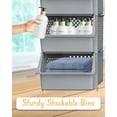 Skywin Plastic Stackable Storage Bins for Pantry - 3 Pack Grey ...