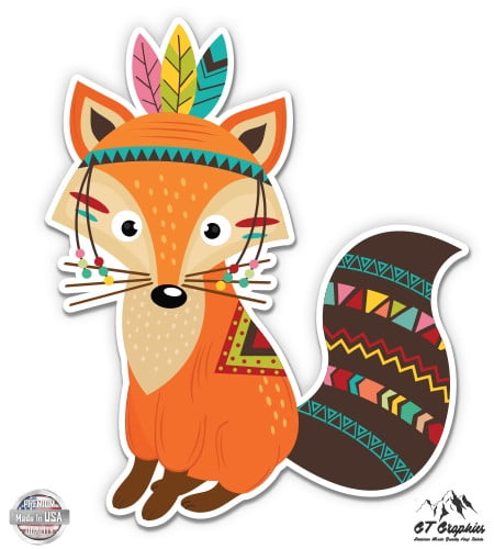 Fox Cute Native - 12" Vinyl Sticker Waterproof Decal - Walmart.com