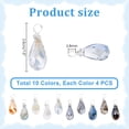 40Pcs 10 Colors Glass Pendant with Copper Wire Teardrop Mixed Color ...
