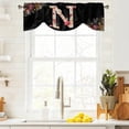 Black Letter N Flower Tie Up Valance Curtains Watercolor Alphabet N ...
