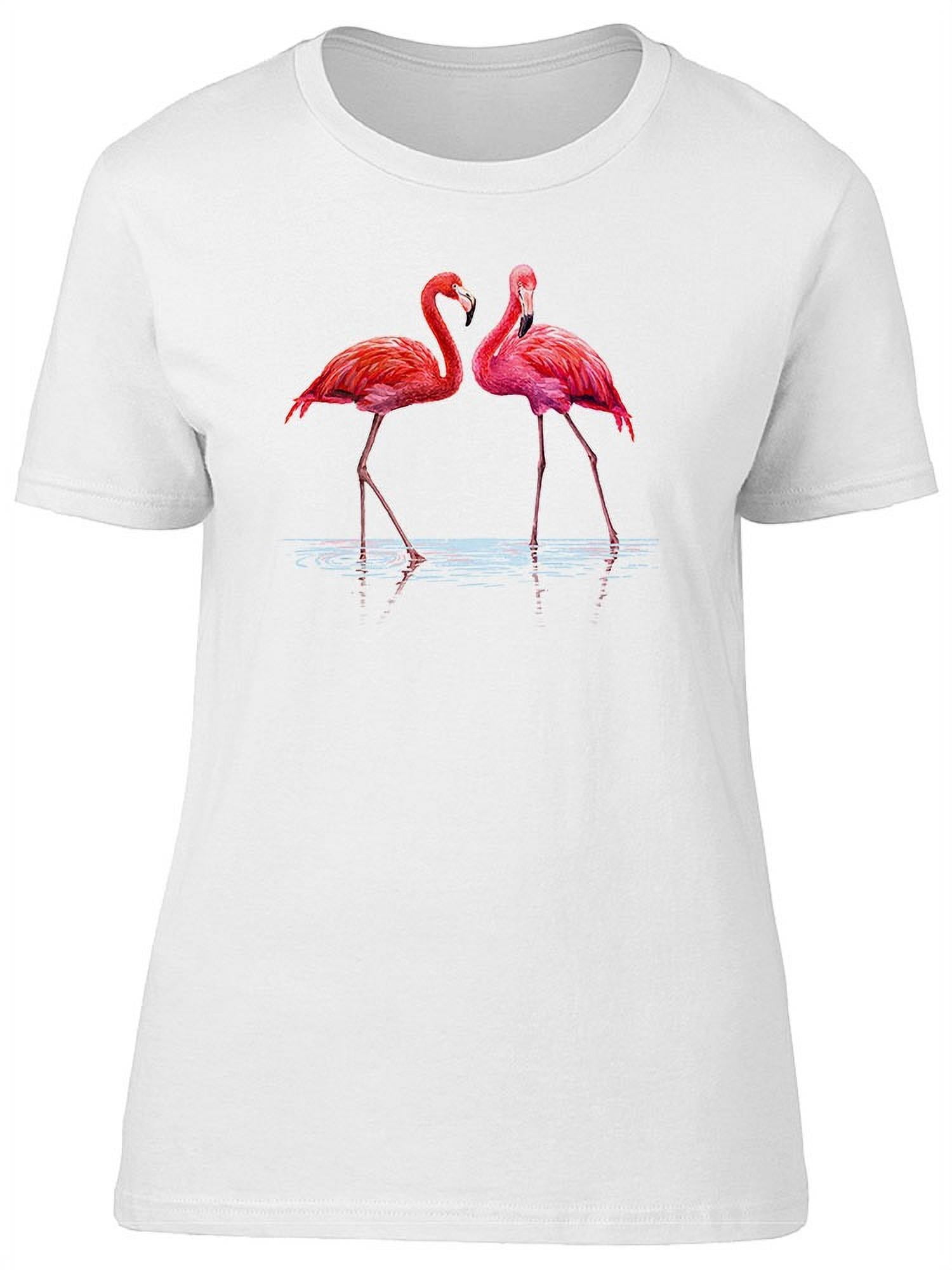 Colorful Pink Tropical Flamingos T-Shirt Women -Image by Shutterstock ...