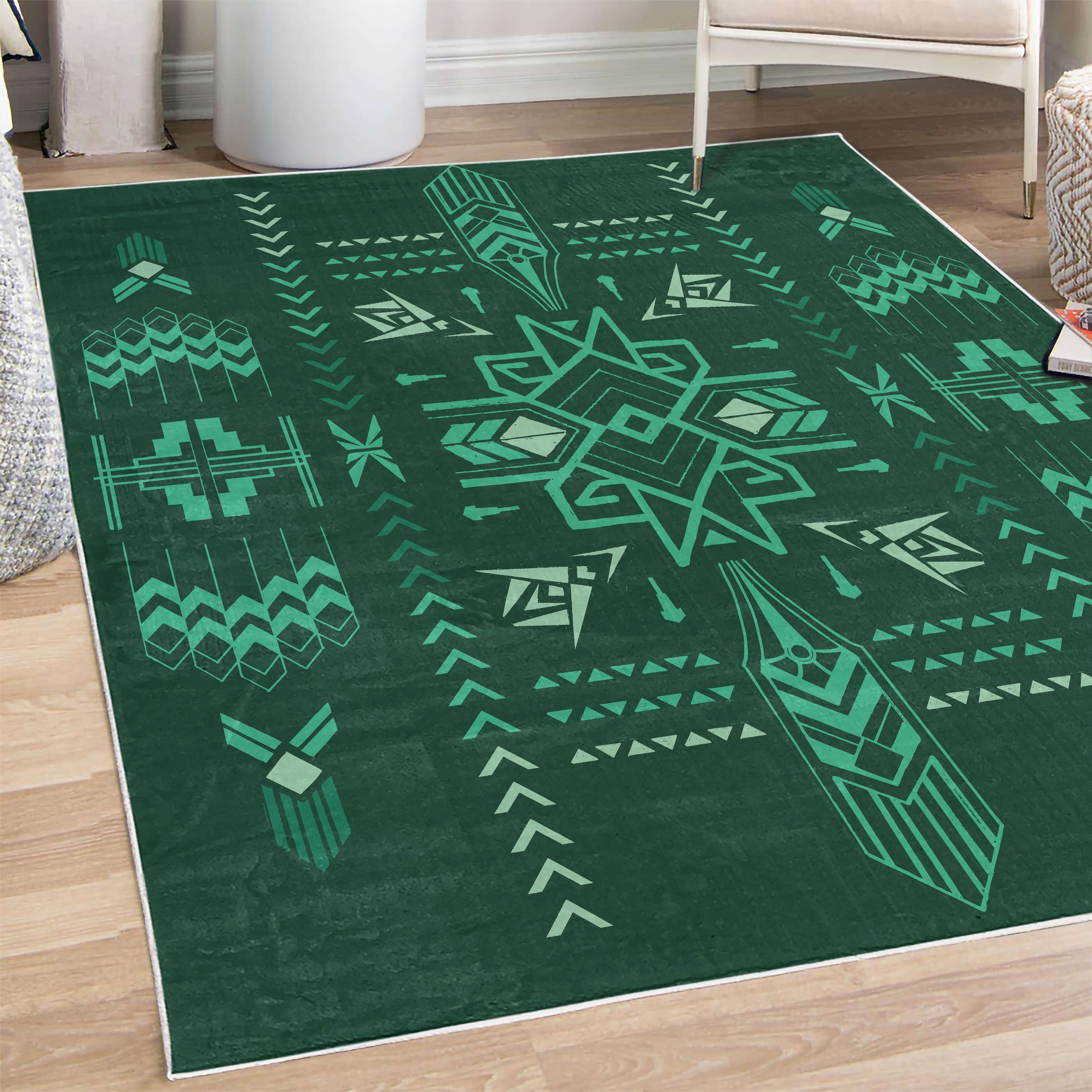 Geometric Decorative Rug, Tribal Hand Drawn Vintage Aztec Background in ...