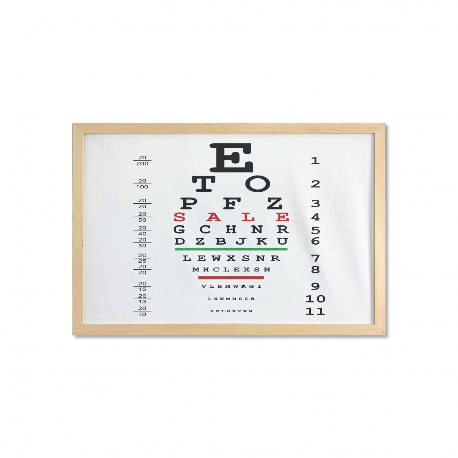 Eye Chart Wall Art with Frame, Optical Eye Test Doctor Control ...