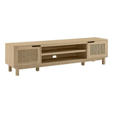 OKD Rattan TV Stand for a 75-inch TV，Wood TV Console Entertainment ...