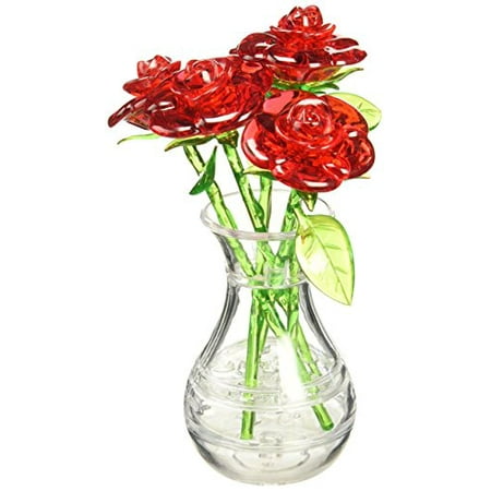 BePuzzled Original 3D Crystal Jigsaw Puzzle - Red Roses in Vase DIY ...