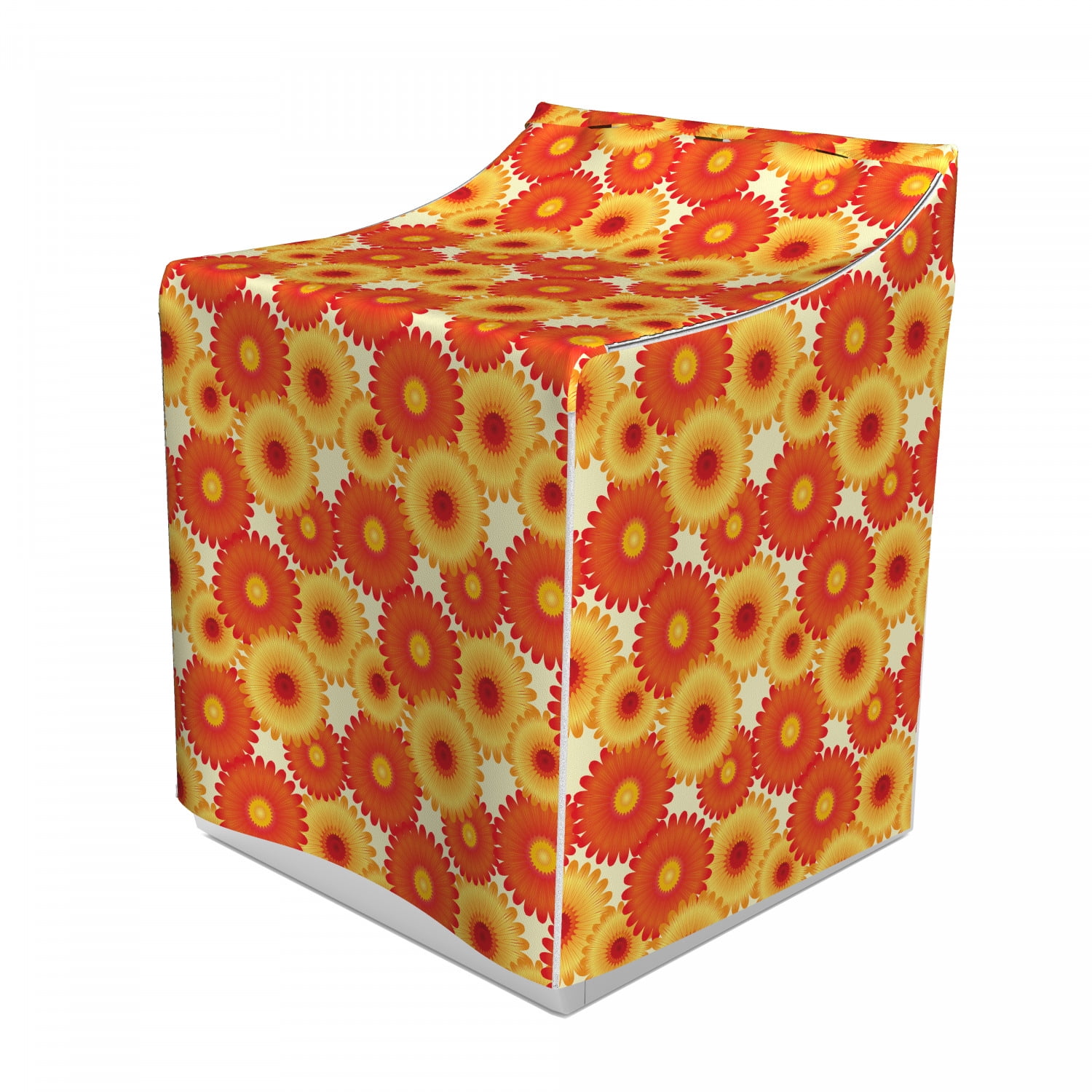 Orange Washer Cover, Gerbera Flowers Petals in Graphic Style Vibrant ...
