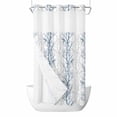 Blue Gray Tree Branch on White No Hook Shower Curtain with Snap in ...