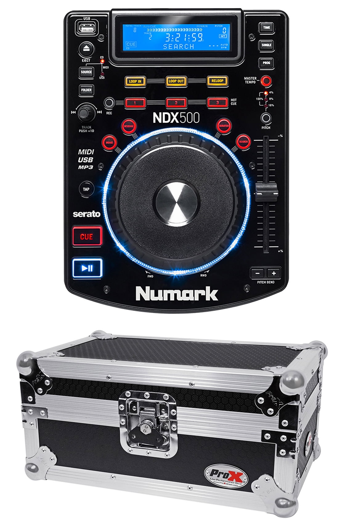 Numark NDX500 Single DJ Tabletop USB/CD Media Player Controller+Travel ...