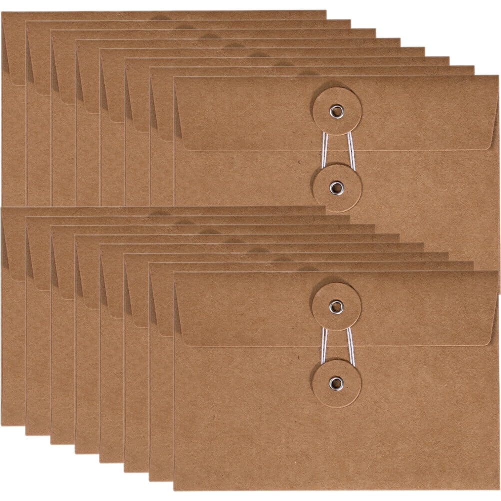 20Pcs Retro Winding Storage Pouches Kraft Envelopes Office File Holders ...
