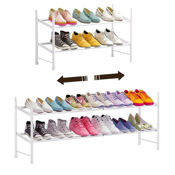 Forthcan 2 Tier White Shoe Rack Stackable Shoe Shelf for Closet up to ...