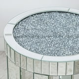 "24"" Silver Mirrored Side Table with Diamond Crush for Living Room ...