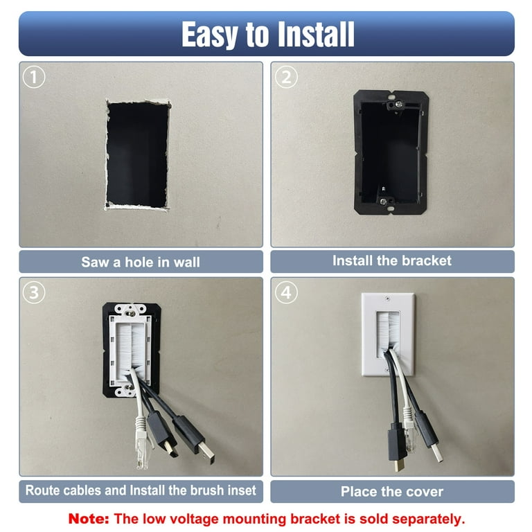 Wall Plate Cable Pass Through Brand New Single Gang Cable Pass Through