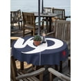 Blue Text Round Outdoor Tablecloth with Umbrella Hole Vintage Abstract ...
