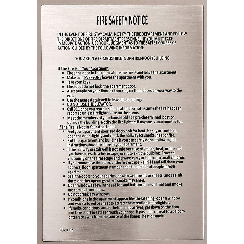 Door Fire Safety Notice Sign- Non Fire Proof Building (Aluminum Sign ...