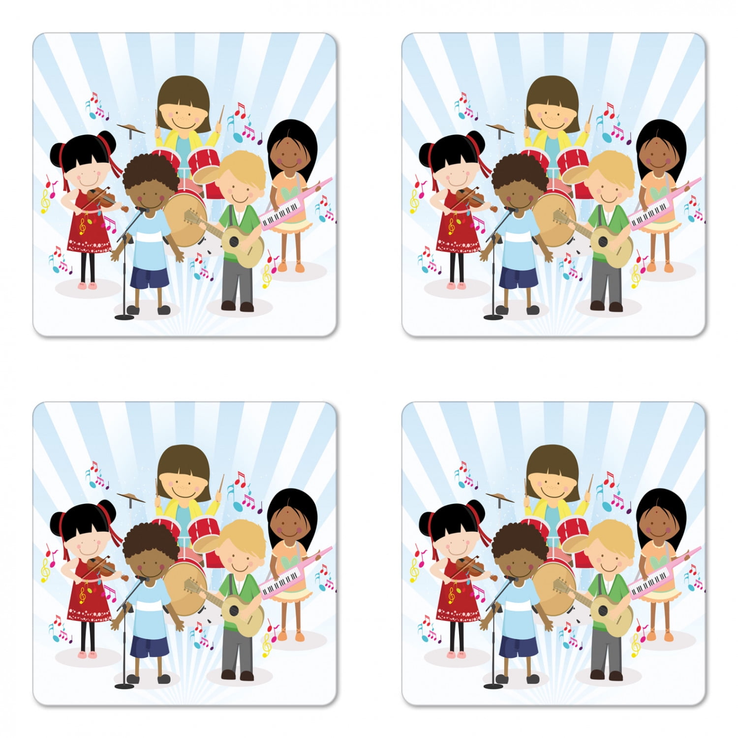 Music Coaster Set of 4, Print of Children Performing Happily on Stage ...