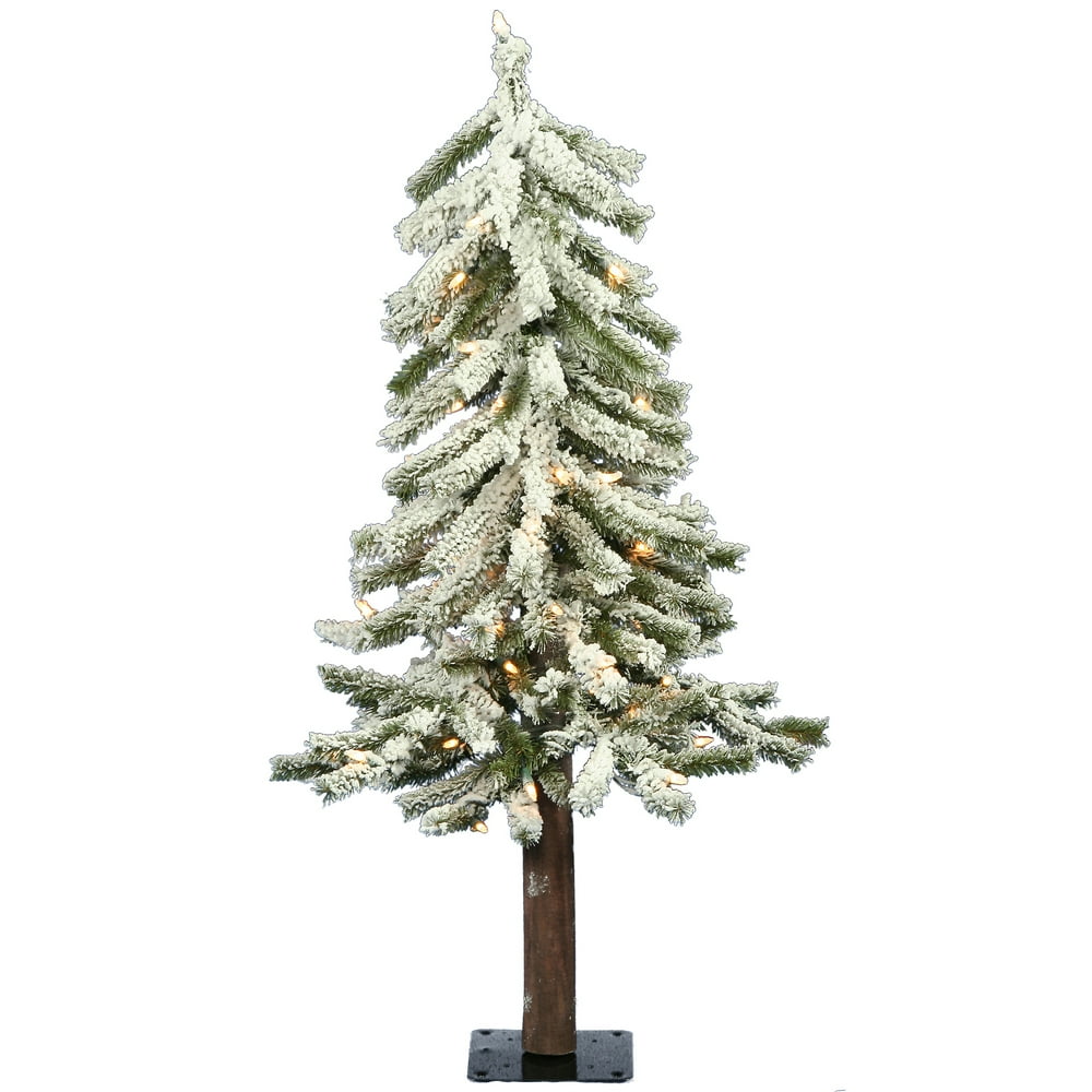 Vickerman Artificial Christmas Tree 2' x 14" Flocked Alpine Dura-Lit 50 ...