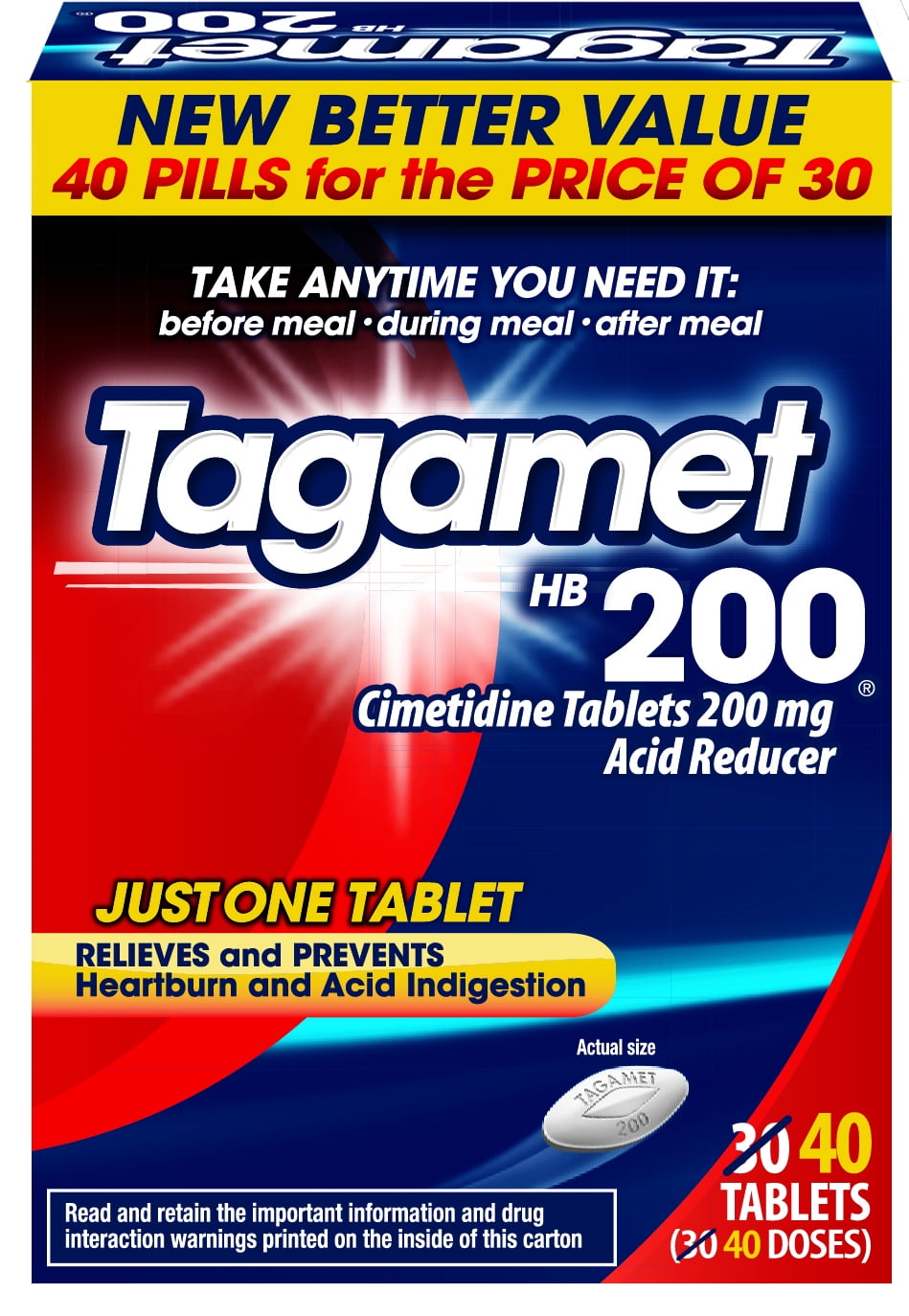 Tagamet HB 200 Acid Reducer Heartburn Relief Tablets, 40 Count ...