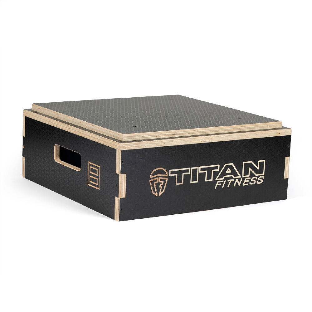 Titan Fitness Anti-Slip 8in Stackable Wooden Plyometric Box, Pro-Duty ...