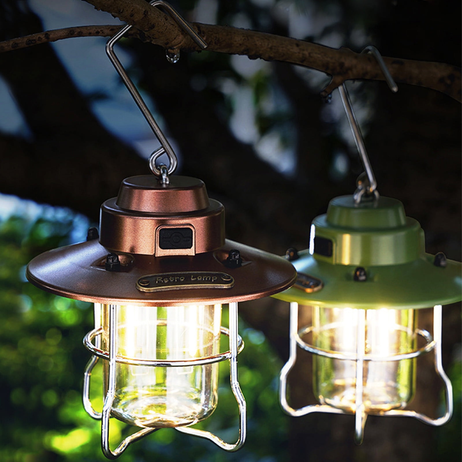 Lolmot New Portable Retro Camping Lamp Usb Rechargeable Camping Lantern Hanging Dimmable Led Tent Lantern Lightweight Camping Light For Courtyard O