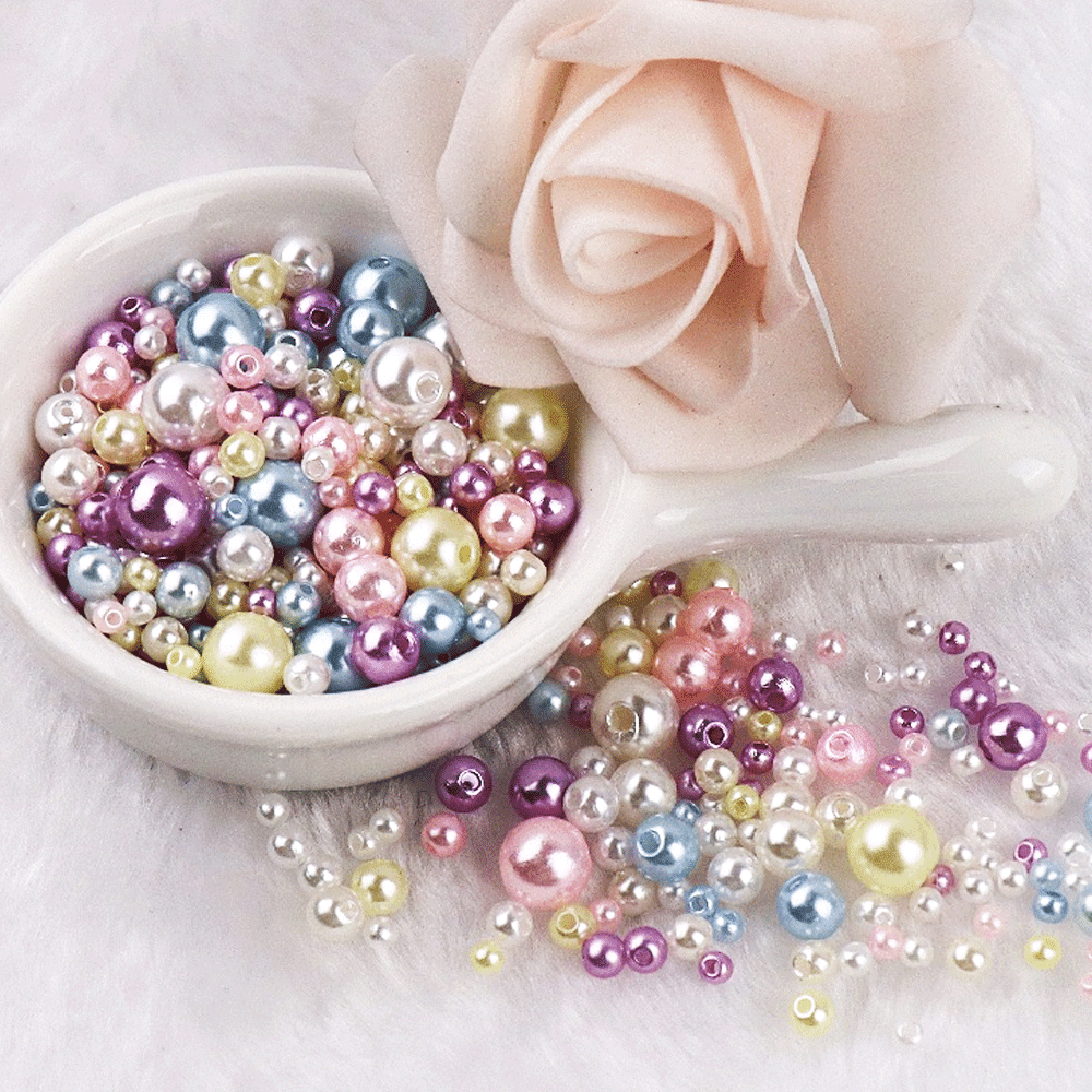 Colorful Round Beads Imitation Faux Pearls 3-8MM Mixed Color for Craft ...